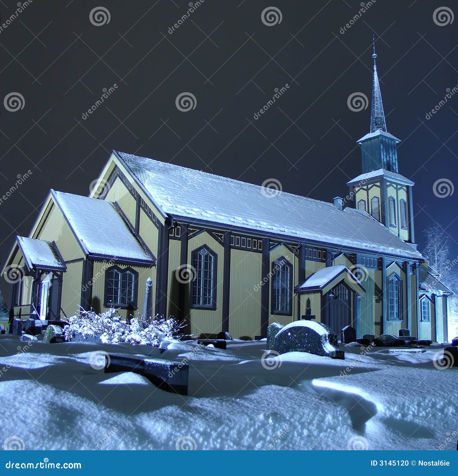 Church on night stock photo. Image of moonlight, faith - 3145120