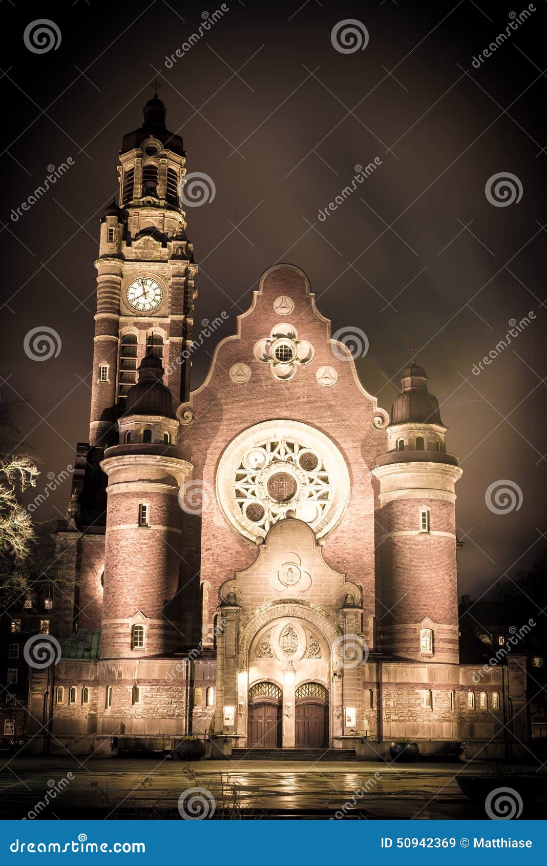 Church at night stock image. Image of church, european - 50942369