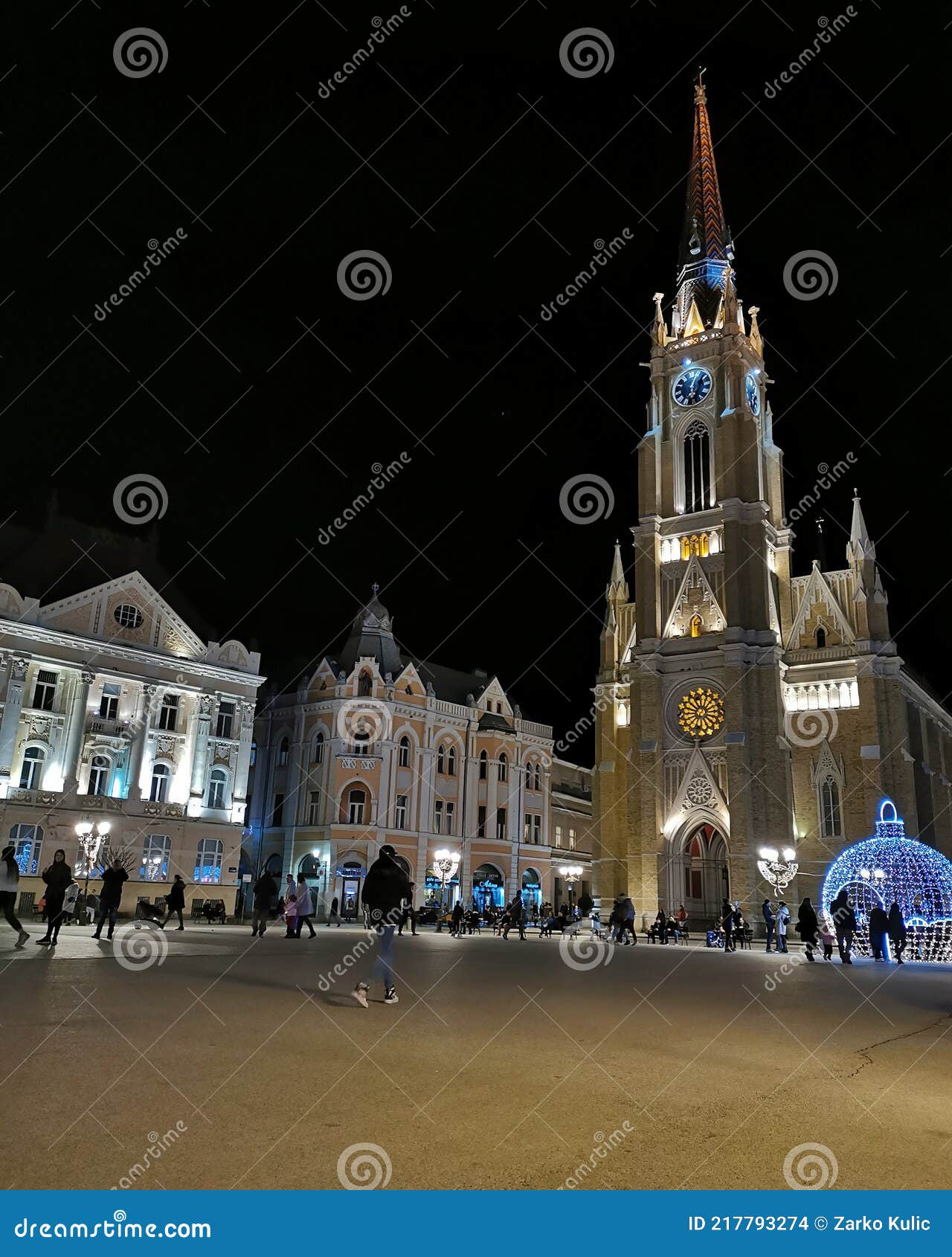 Church night Novi Sad walk editorial stock image. Image of walk - 217793274