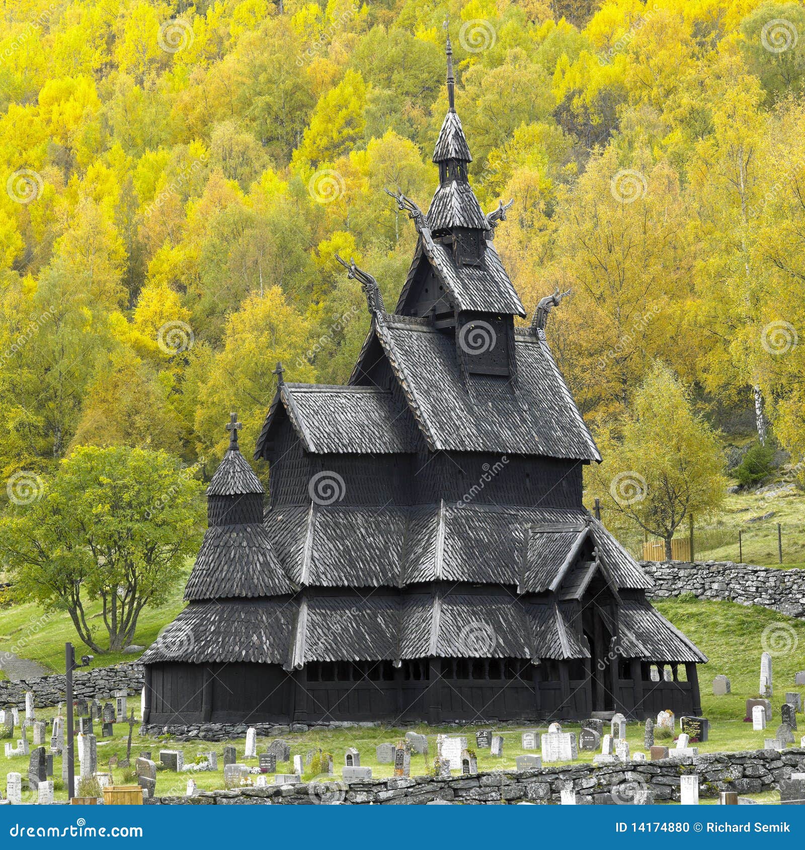 Church in Norway stock photo. Image of graves, borgund - 14174880