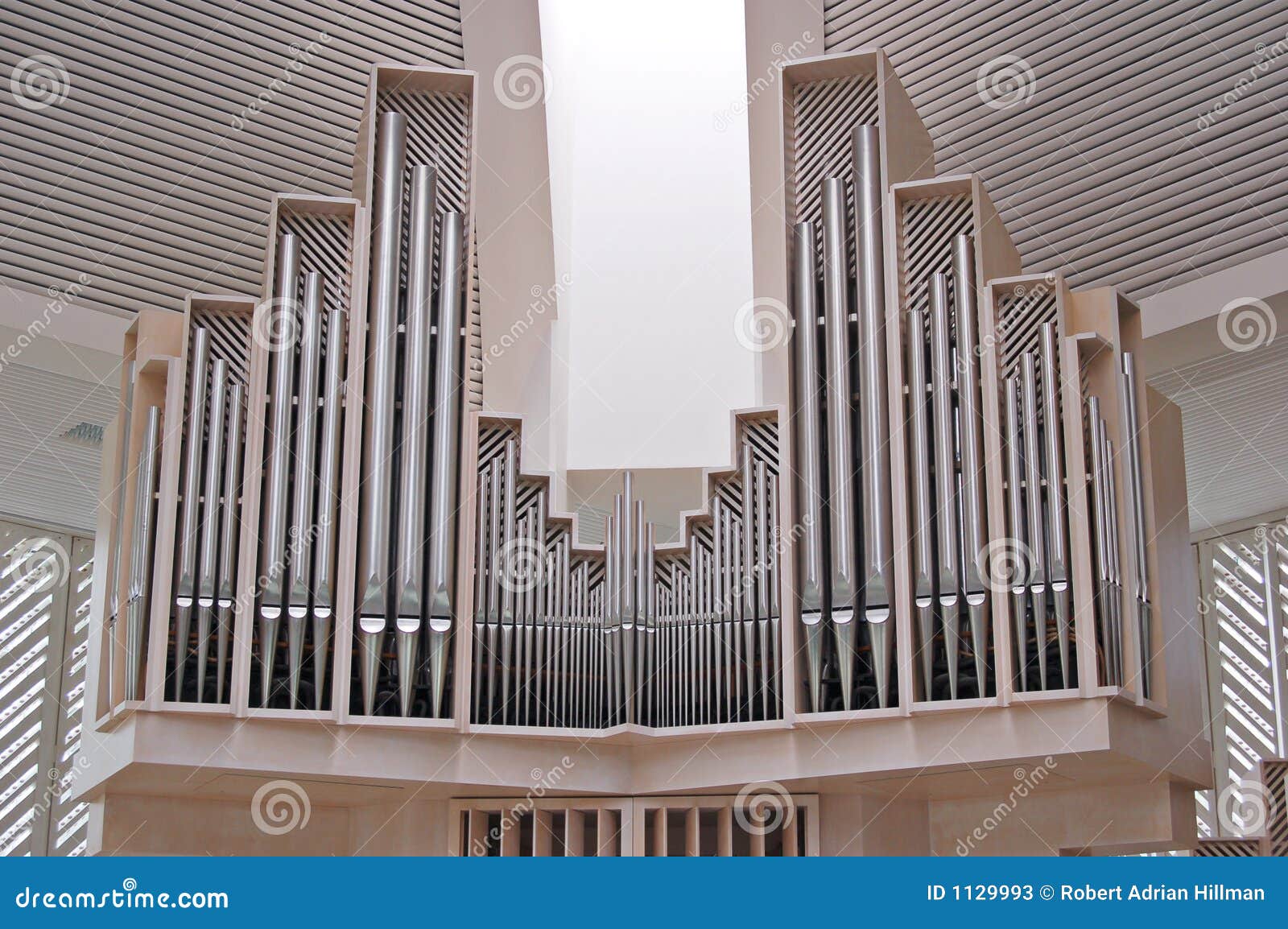 Church organ stock image. Image of modern, steel, organ - 1129993