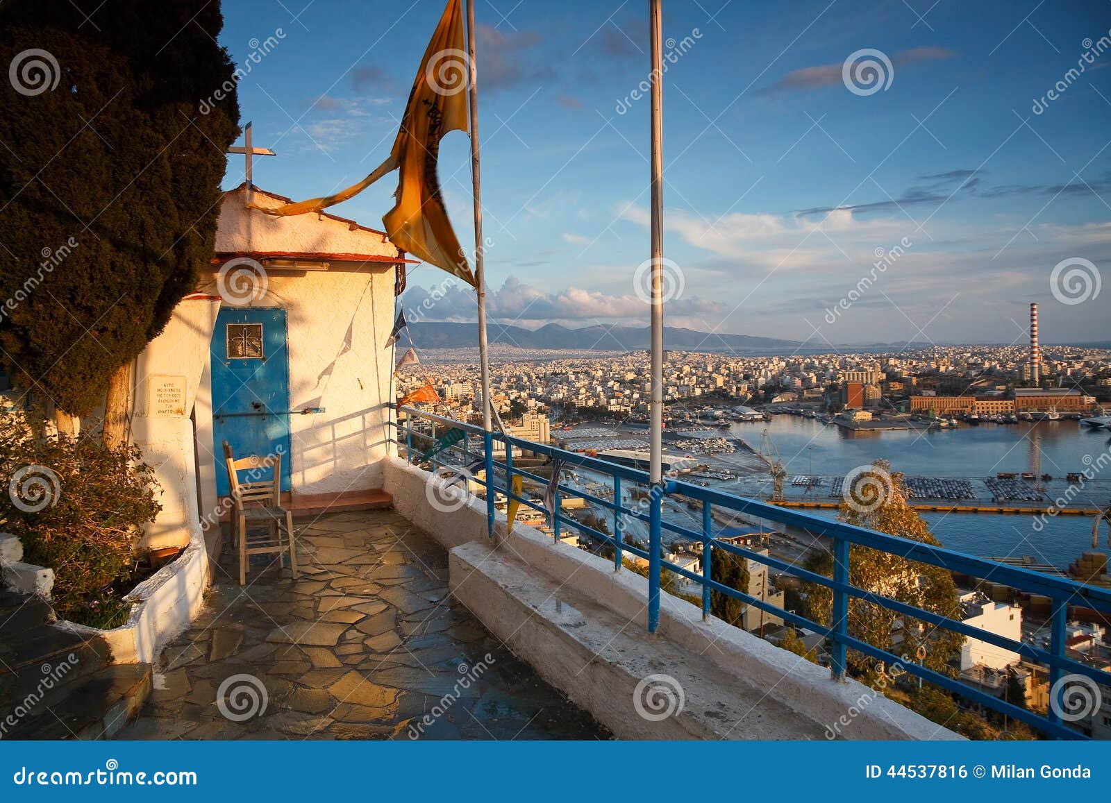Church Over the Port in Piraeus, Athens. Stock Photo - Image of port ...