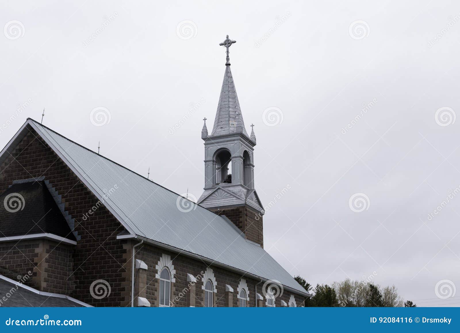 Church during Overcast Spring Day. Stock Photo - Image of green ...
