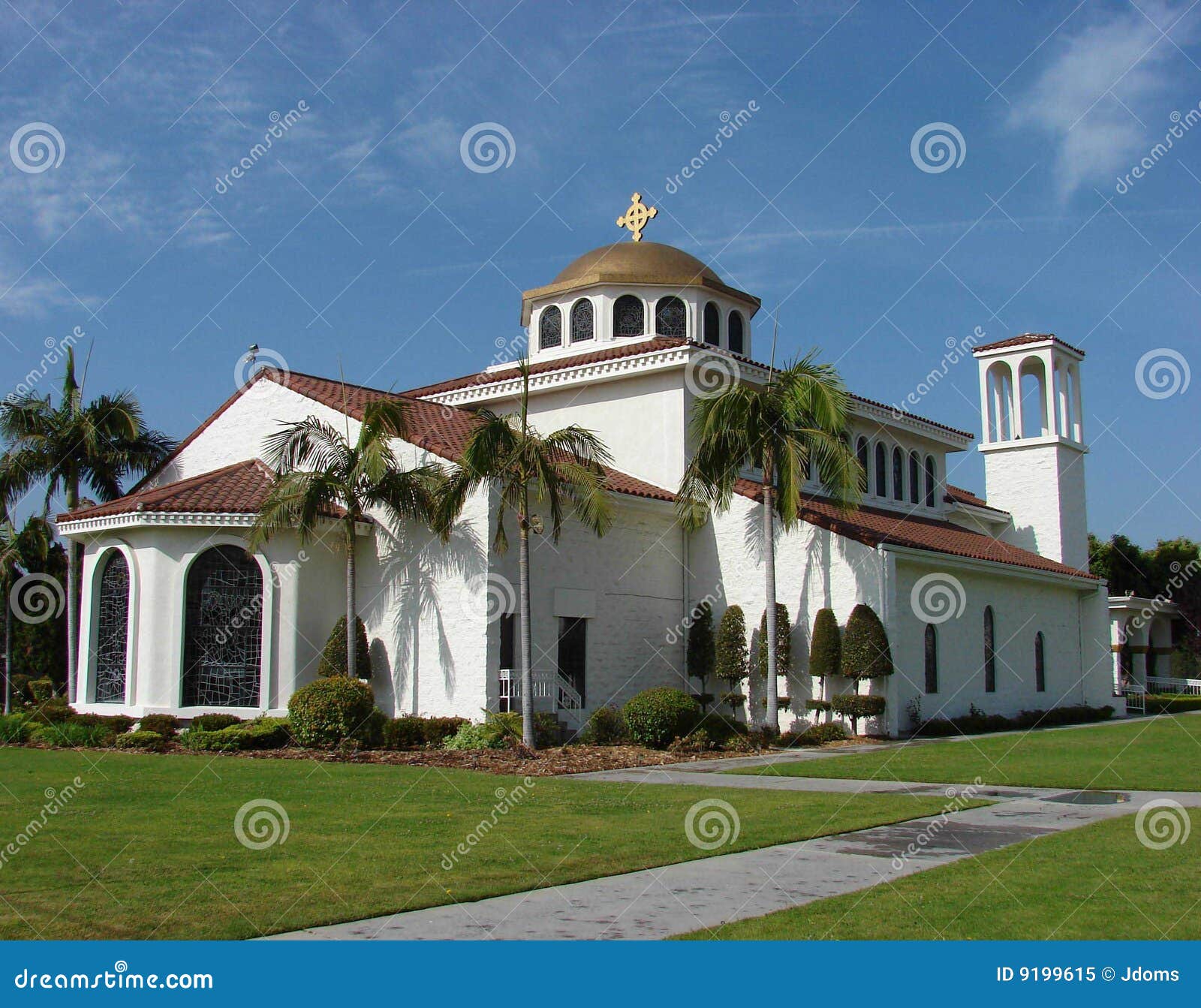 Church with Palm Trees stock image. Image of protestant - 9199615