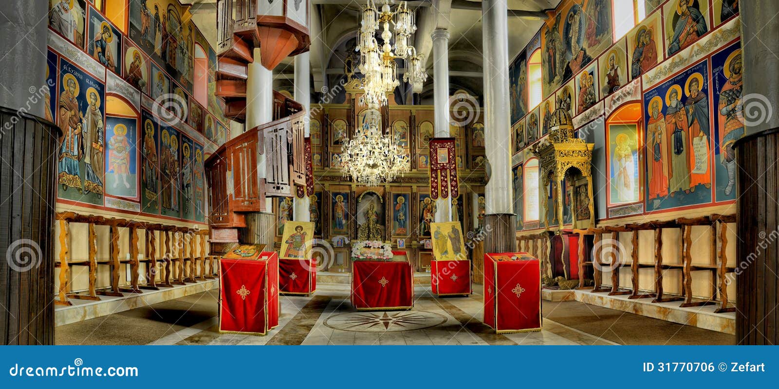 Church Panorama, Colorful Interior Stock Photo - Image of saint ...