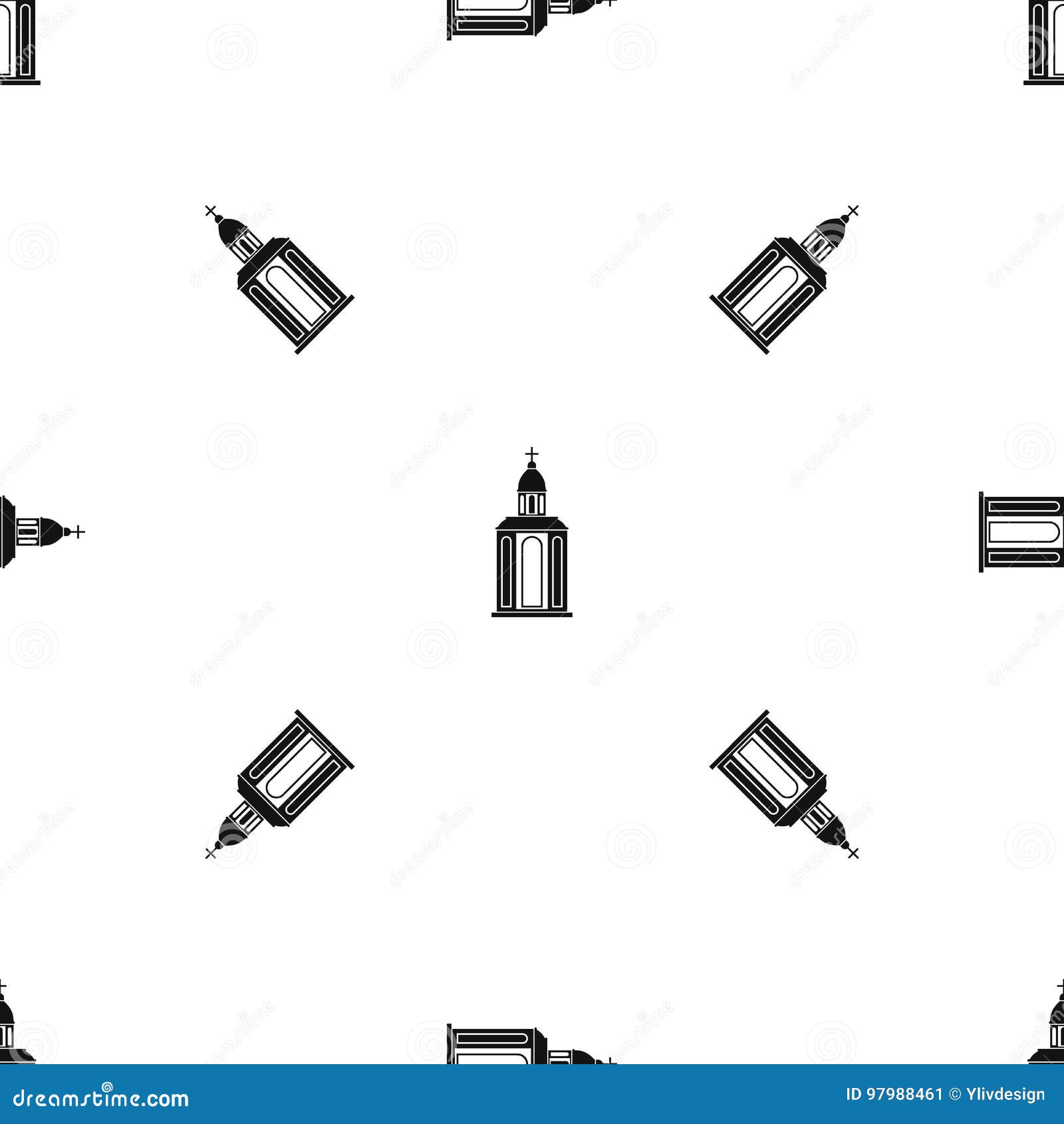 Church Pattern Seamless Black Stock Vector - Illustration of religion ...