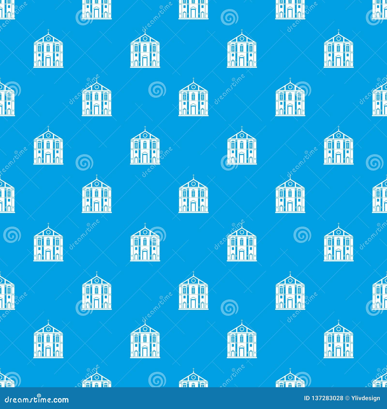Church Pattern Vector Seamless Blue Stock Vector - Illustration of bell ...