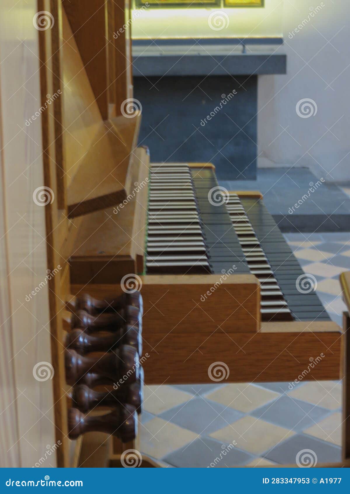 Church Pipe Organ Keyboard Instrument Stock Image - Image of stops ...
