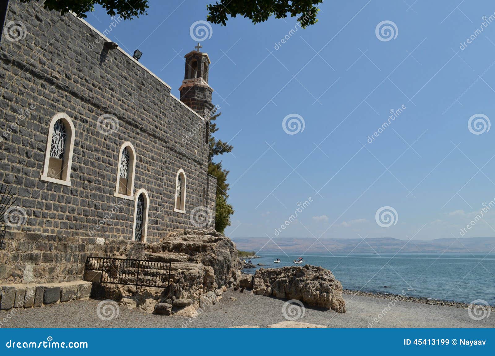 The Church of the Primacy of St. Peter Stock Image - Image of kinneret ...