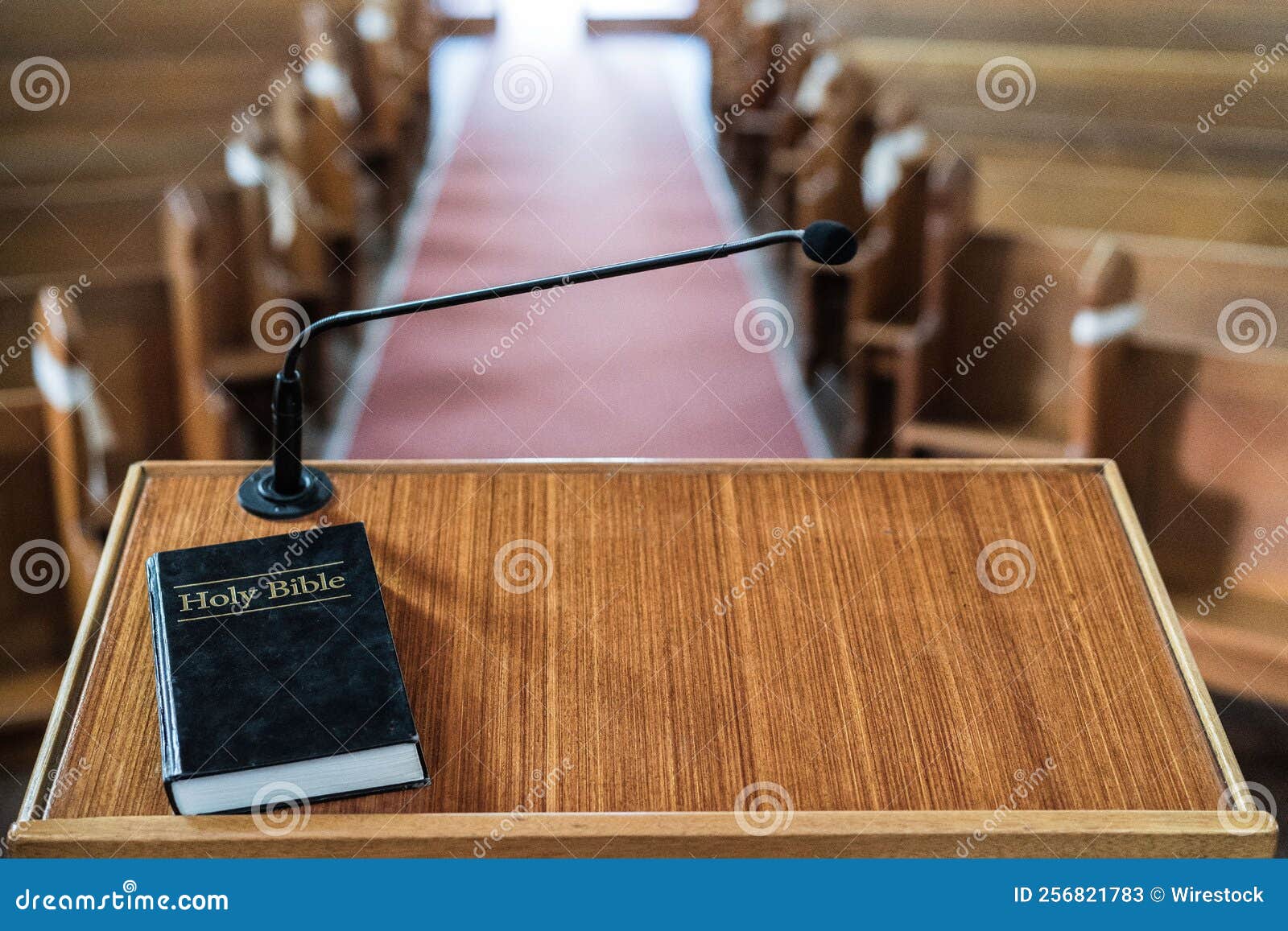 Church Pulpit with the Bible on it, Overlooking the Church Stock Image ...