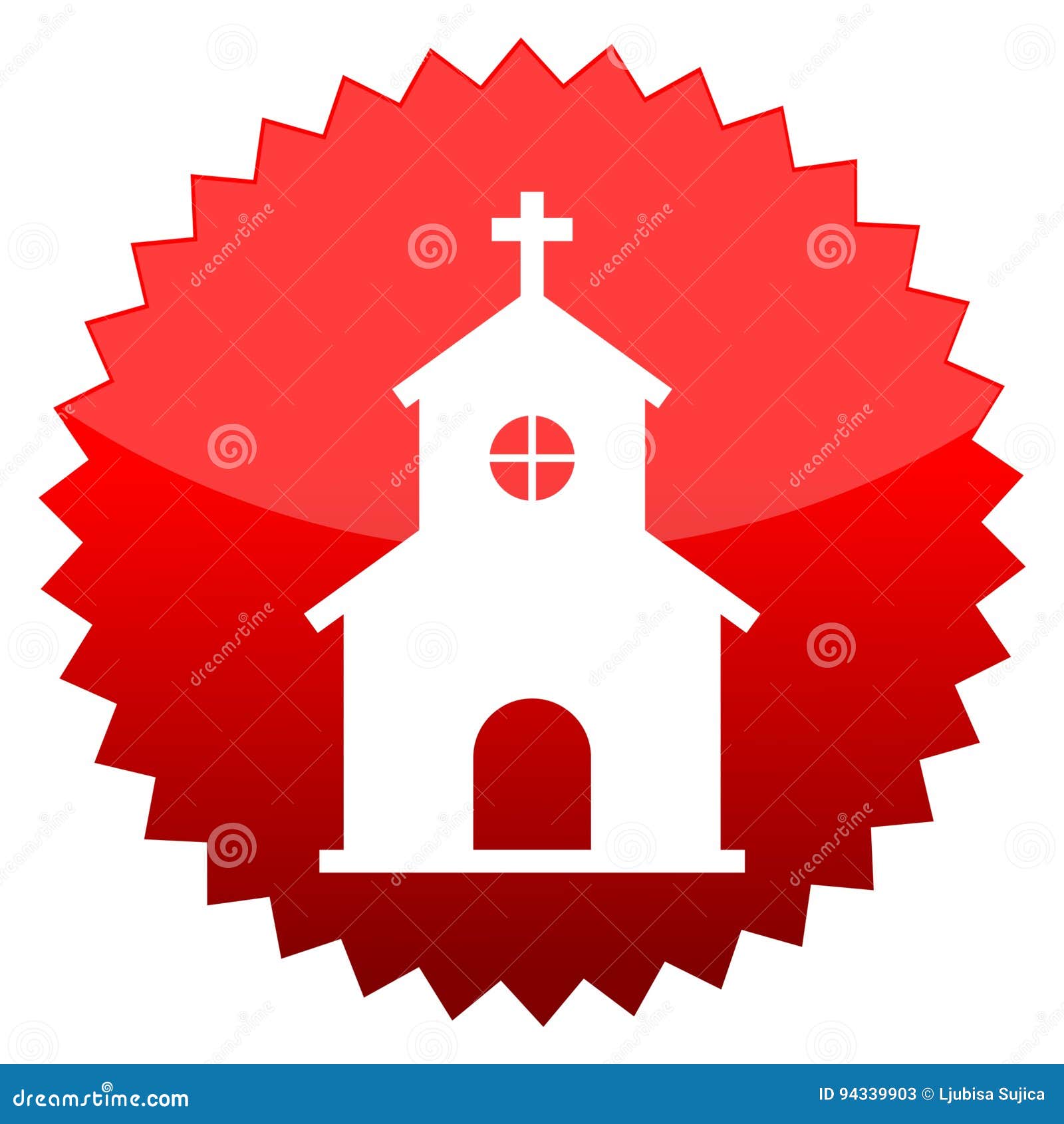 Church, Red sun sign stock illustration. Illustration of building ...