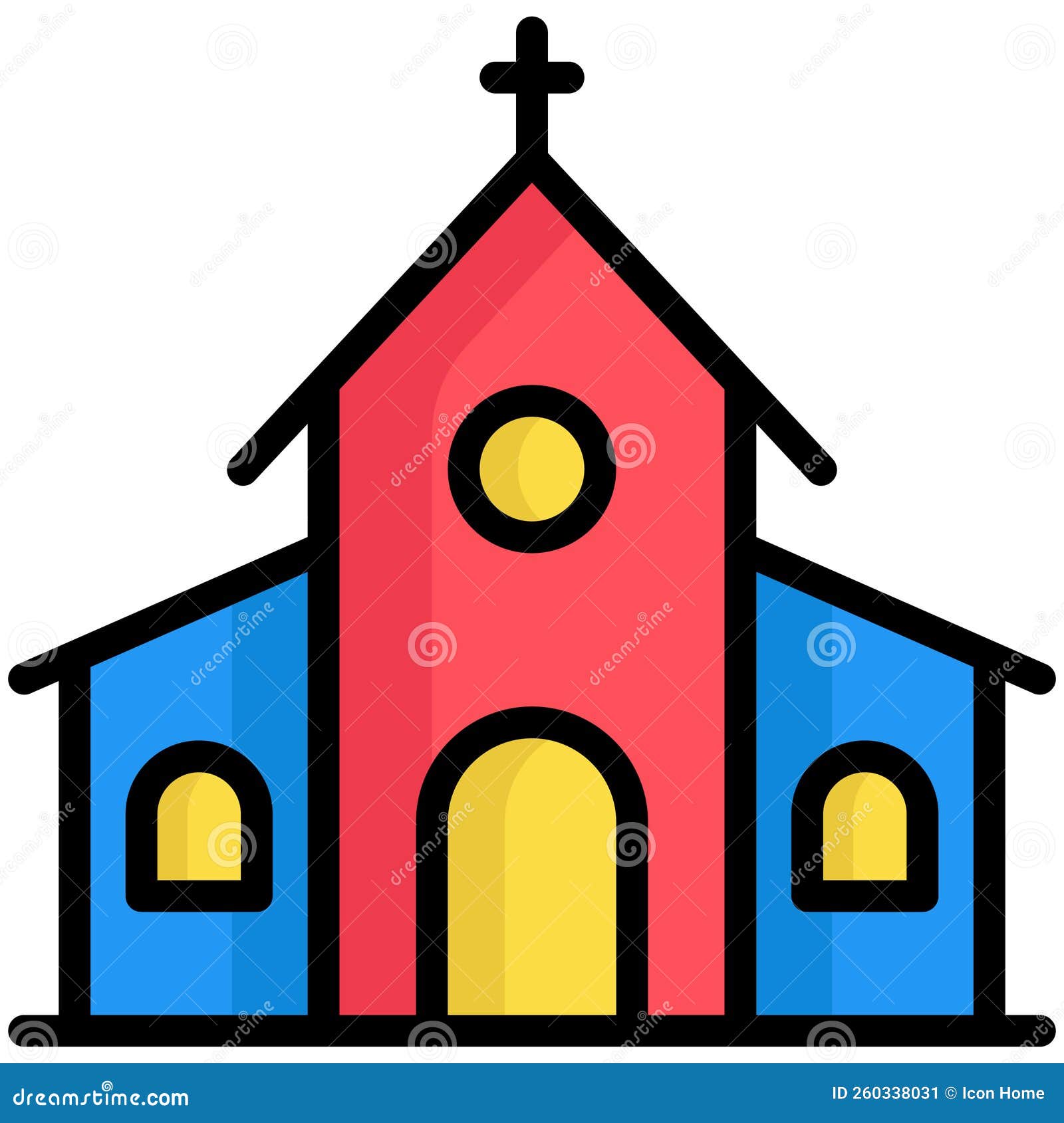 Church, Religion Building Flat Line Icon Stock Vector - Illustration of ...