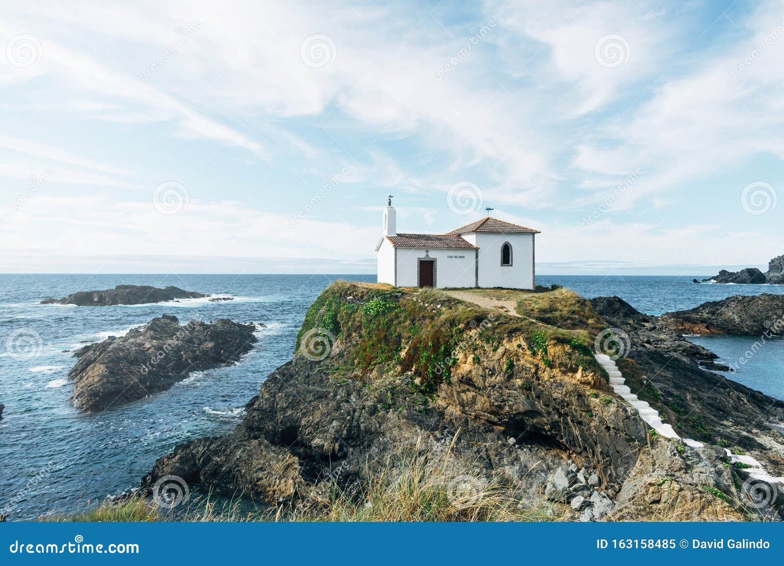 Church on the Rocks of a Cliff by the Ocean Stock Image - Image of ...