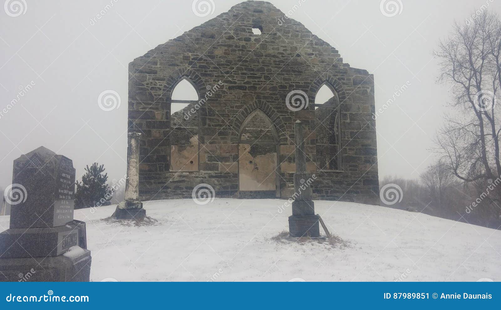 Church ruined graveyard stock image. Image of tree, snow - 87989851