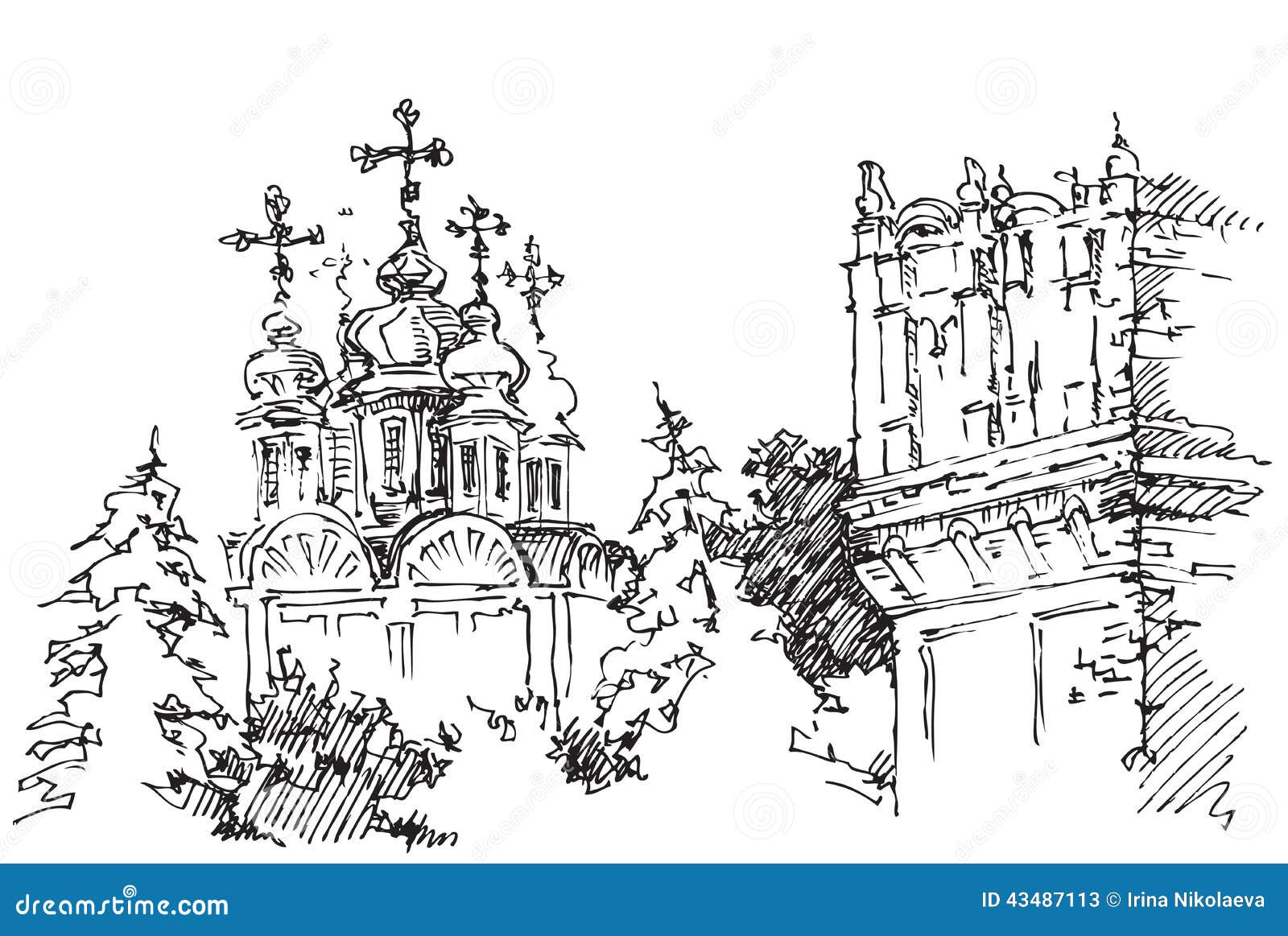 Church, Russia stock vector. Illustration of hand, sketck - 43487113