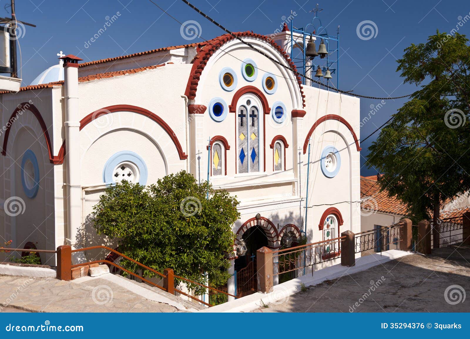 Church on Samos stock photo. Image of bell, church, architecture - 35294376