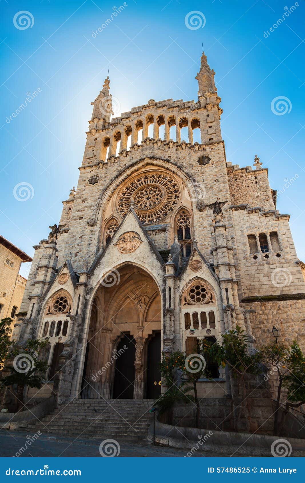 The Church of Sant Bartomeu in Soller Stock Image - Image of religion ...