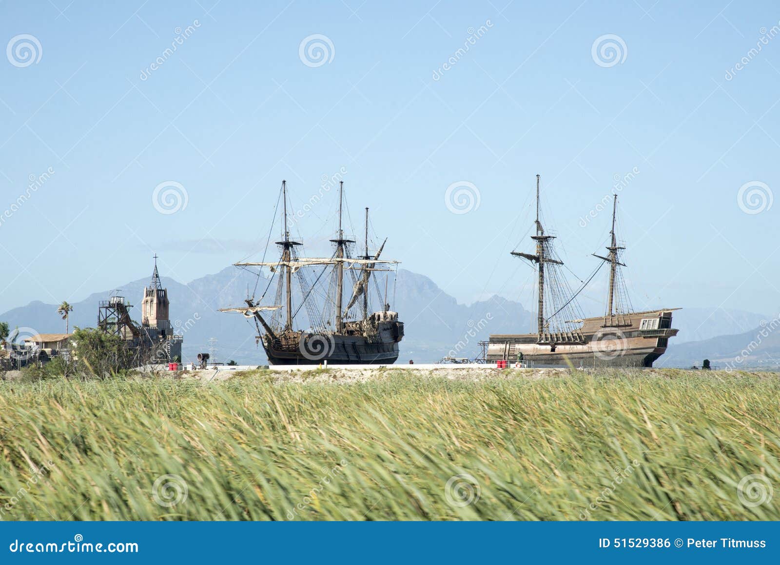Church and Ships on a Film Set Editorial Photo - Image of background ...