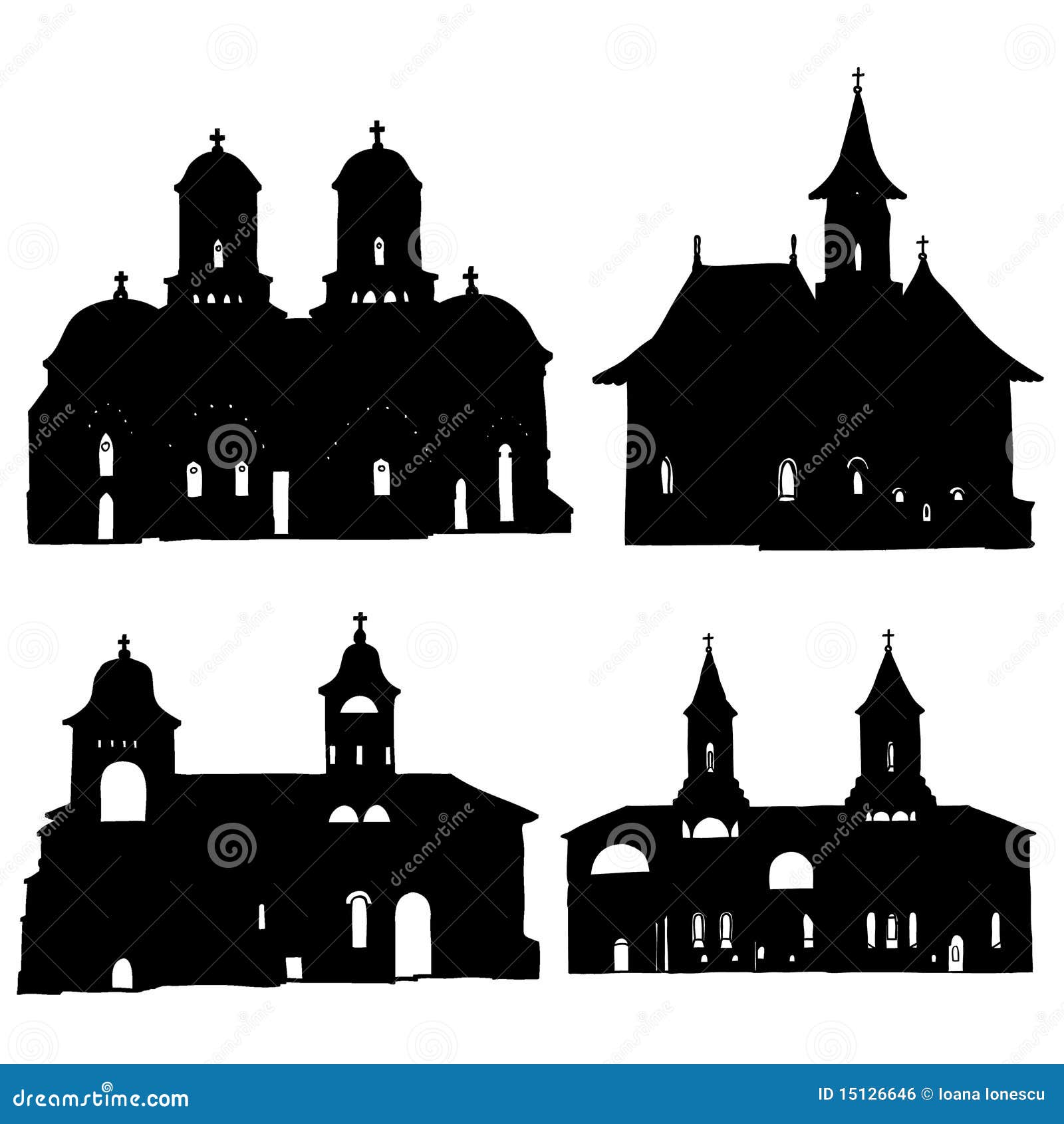 Church Silhouettes stock vector. Illustration of building - 15126646