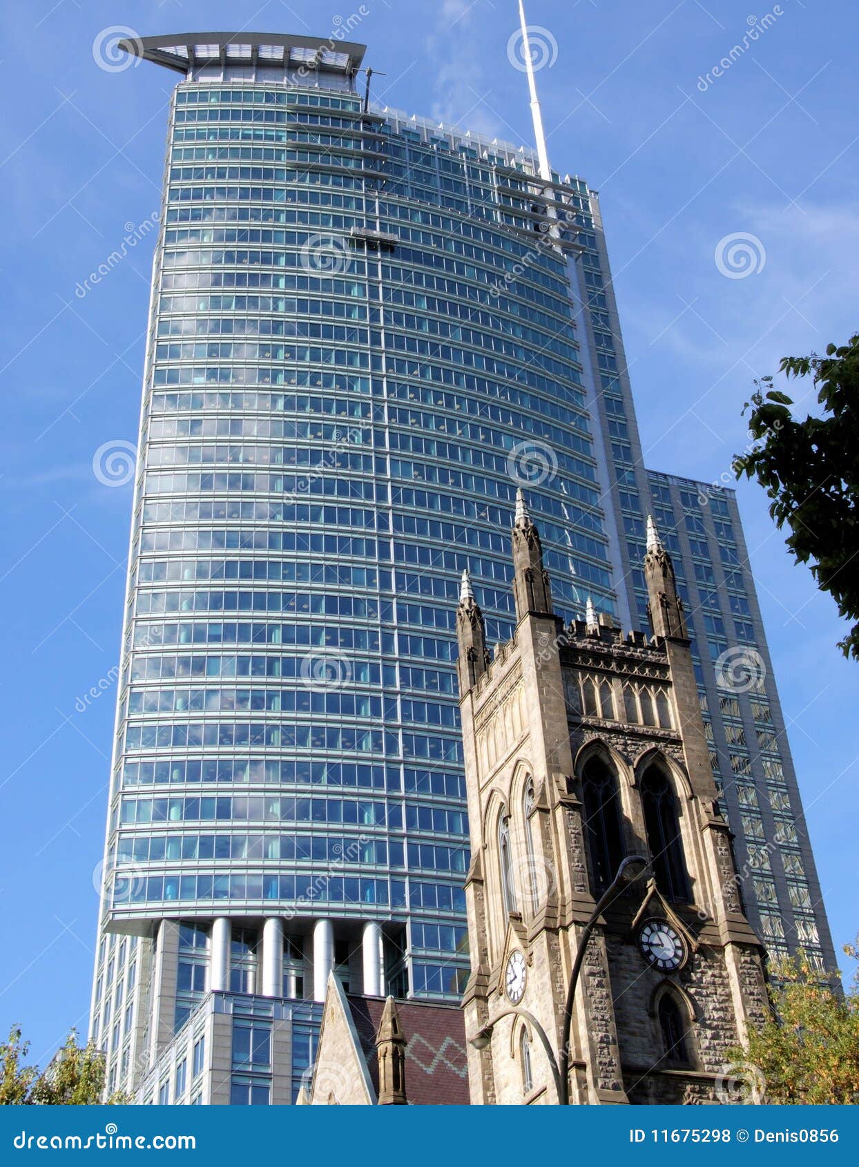 Church and Skyscraper stock illustration. Illustration of montreal ...