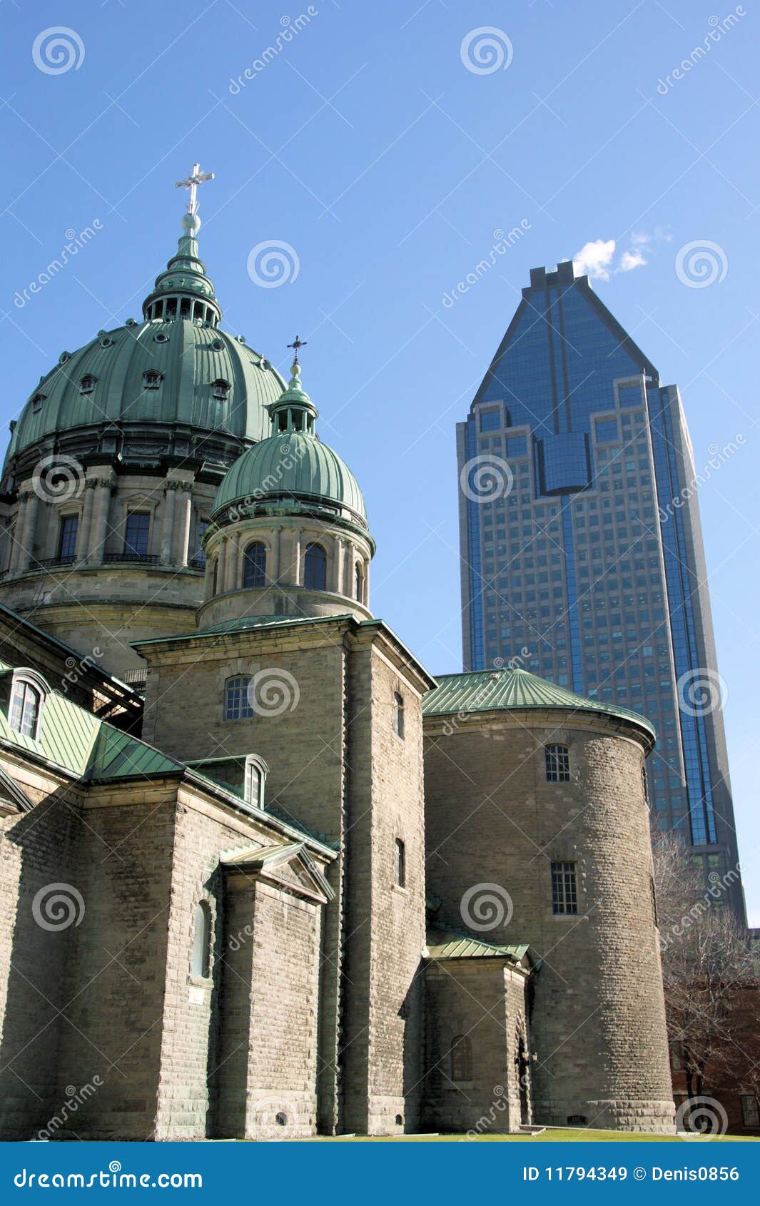 Church and Skyscraper of Montreal Stock Image - Image of triangular ...