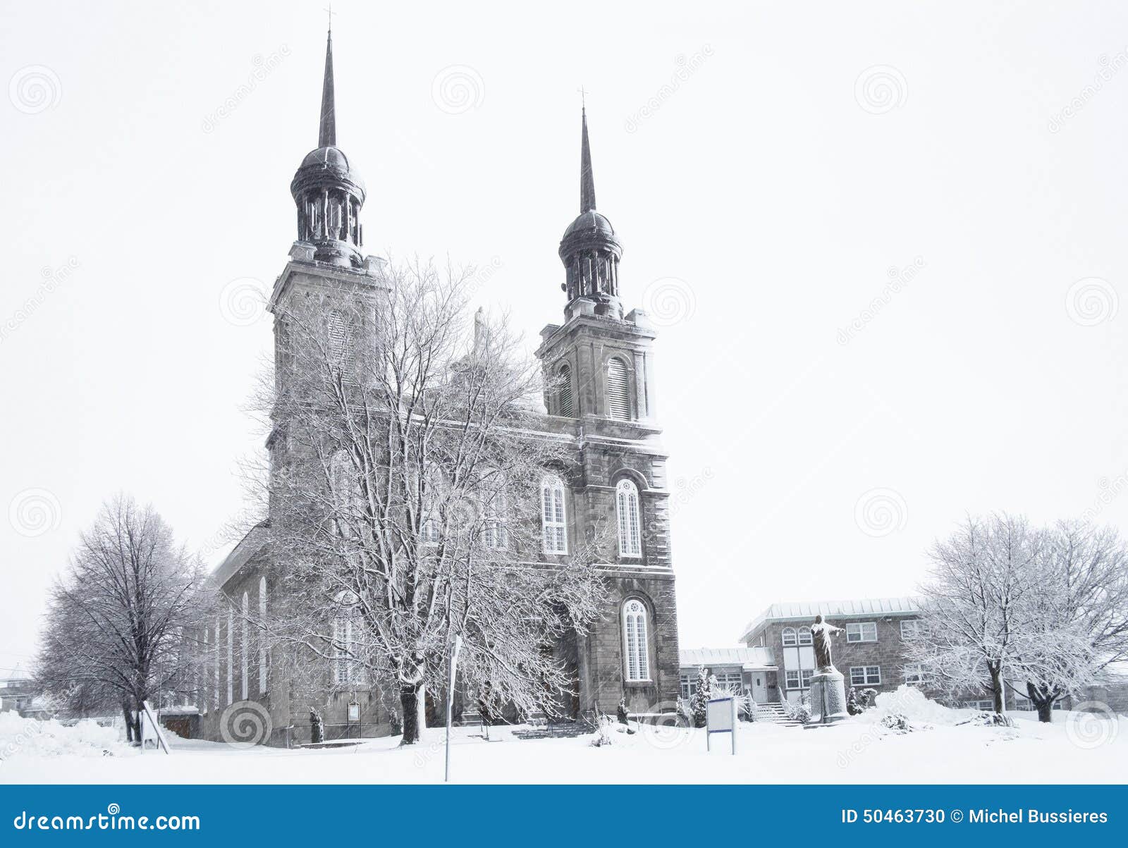 Church on a Snowy Winter Scene Stock Photo - Image of montreal, scenic ...