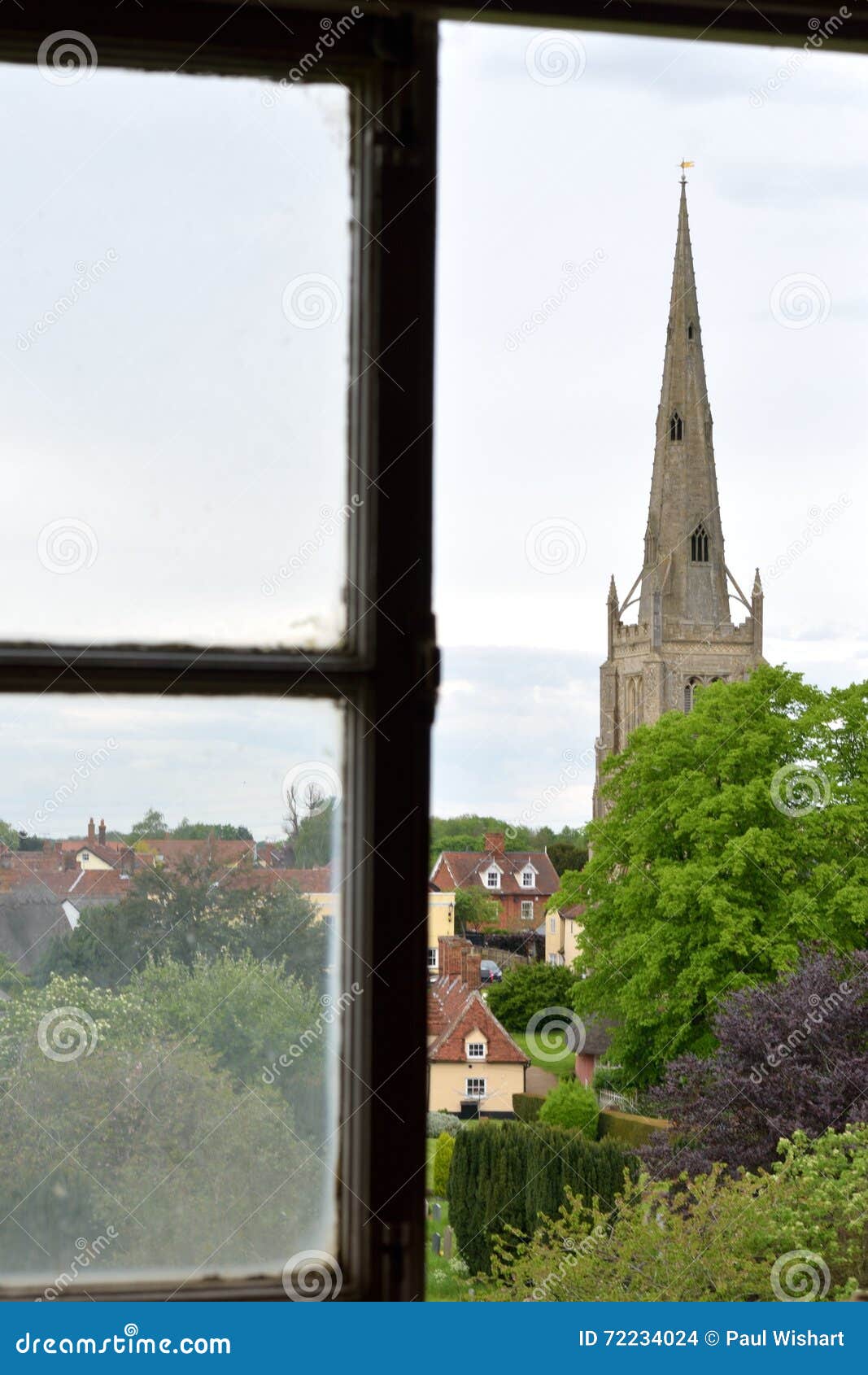 Church Spire from Antique Window Stock Photo - Image of retro, glass ...