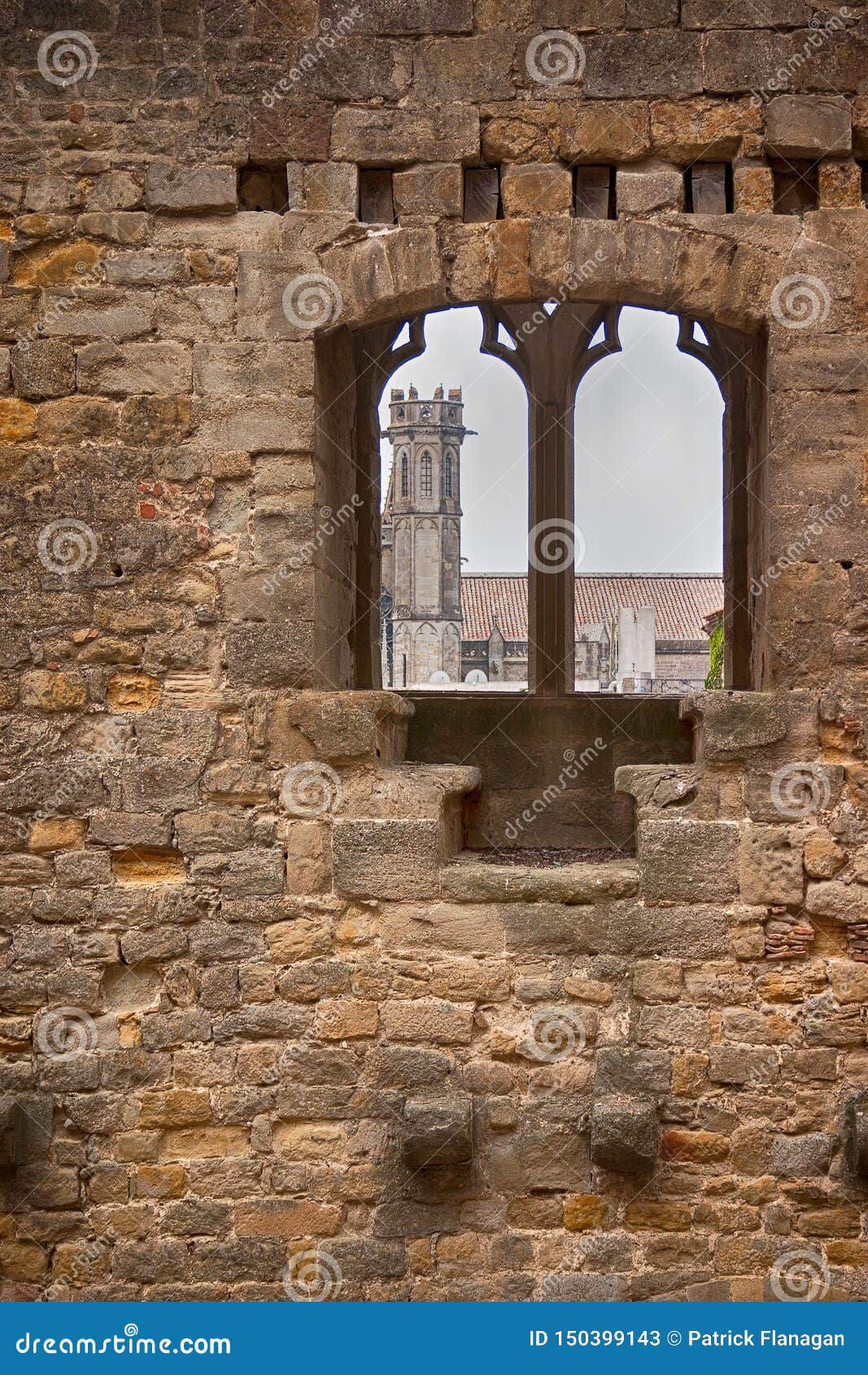 Church Spire through a Medieval Wall Stock Image - Image of catholic ...