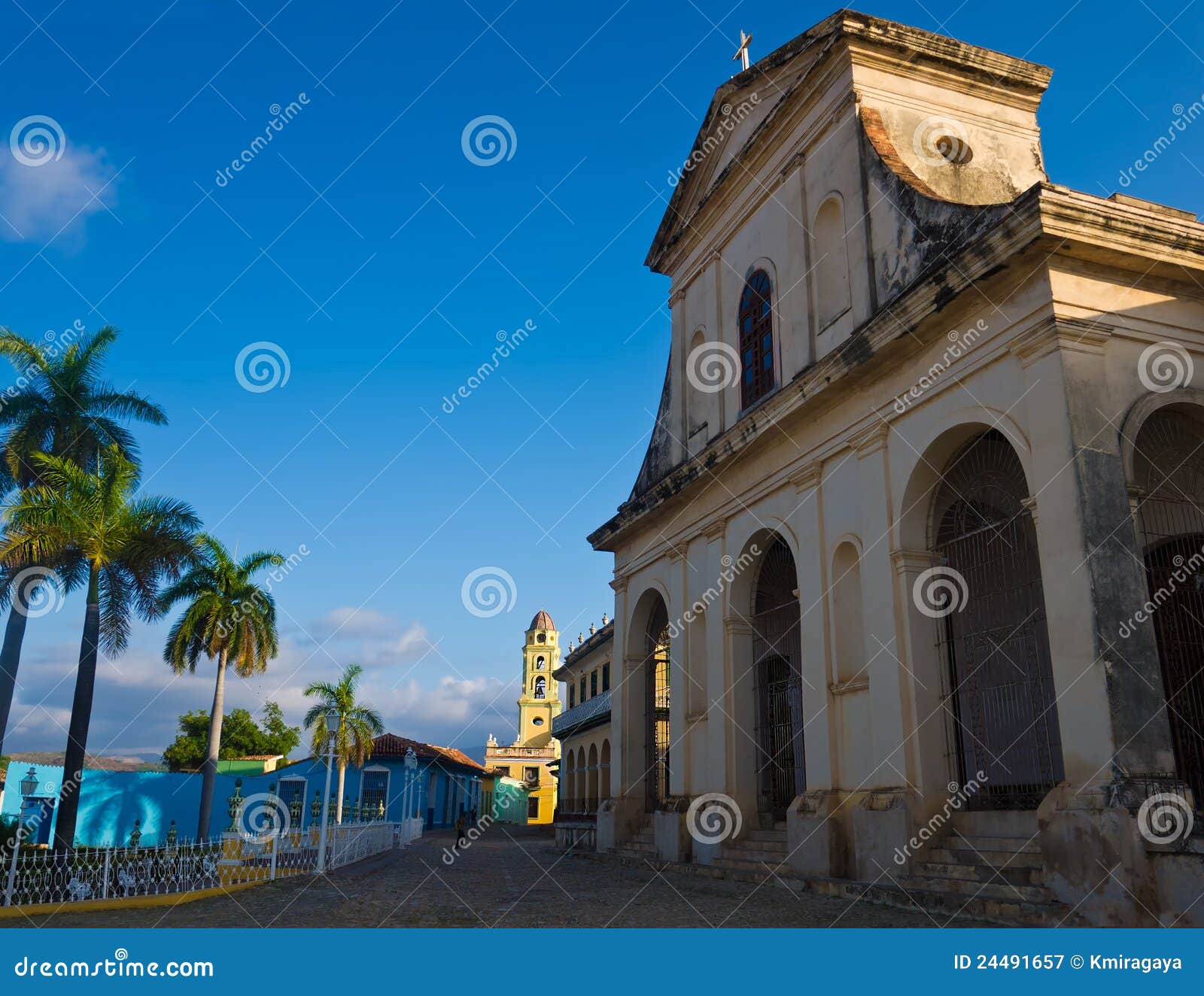 Church and Square in Trinidad, Cuba Stock Image - Image of facade, palm ...