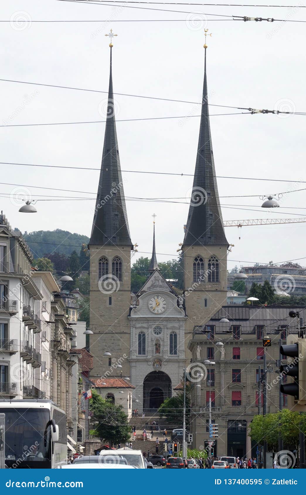Church of St. Leodegar in Lucerne Stock Image - Image of leodegar ...