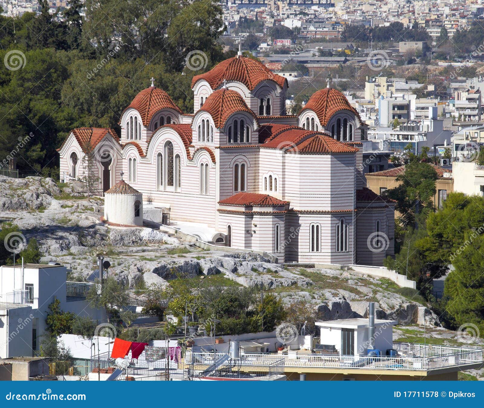 Church of St. Marei , Agia Marina, View from Acrop Stock Photo - Image ...