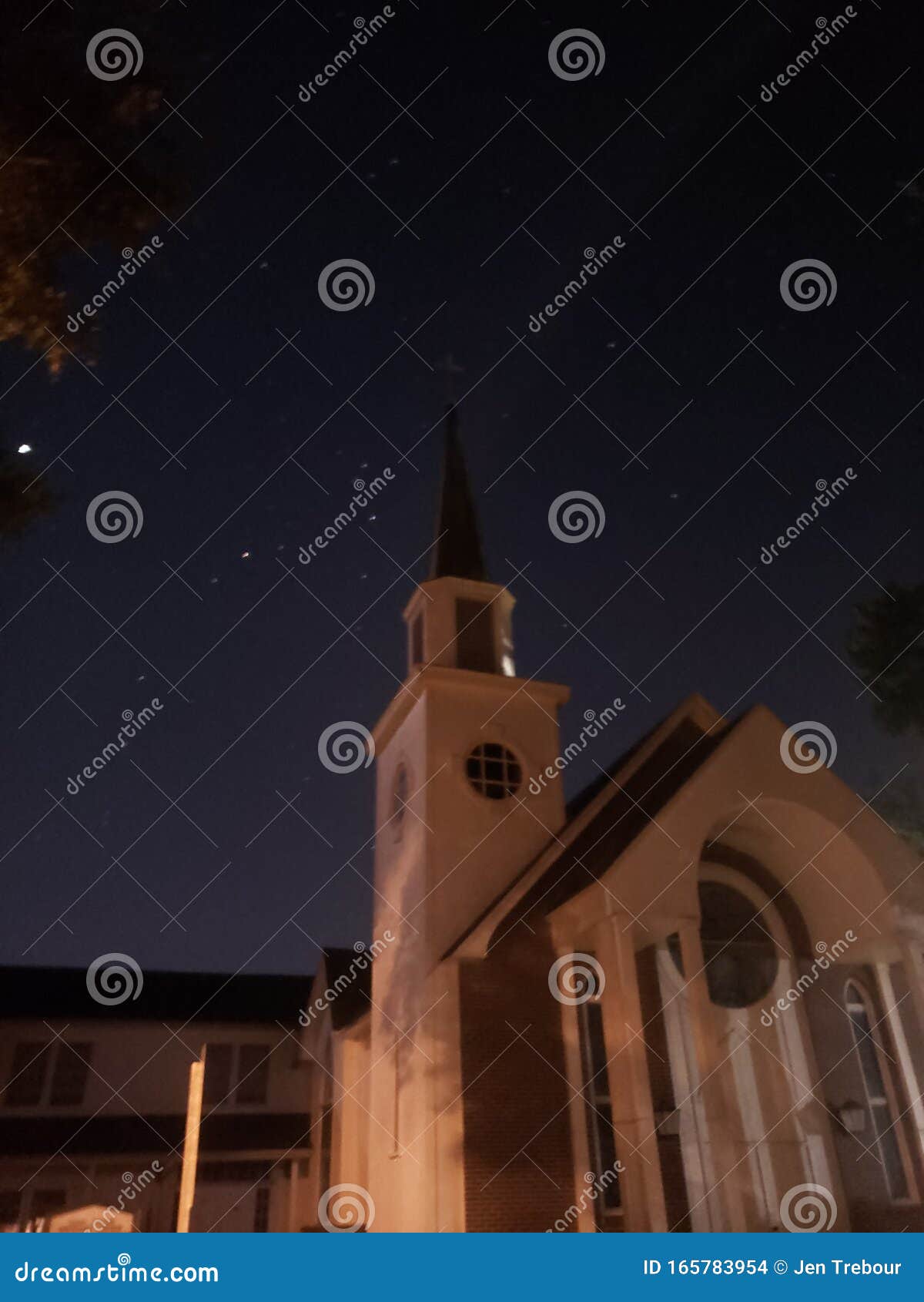 Church stock photo. Image of night, starry, moon, church - 165783954