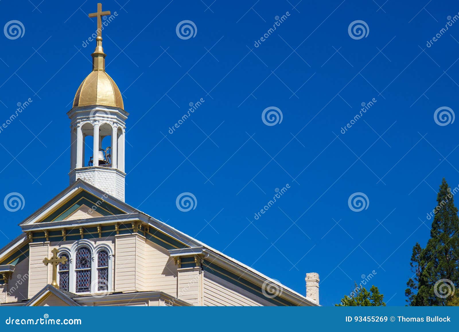 Church Steeple Against Blue Sky Stock Image - Image of stained, blue ...