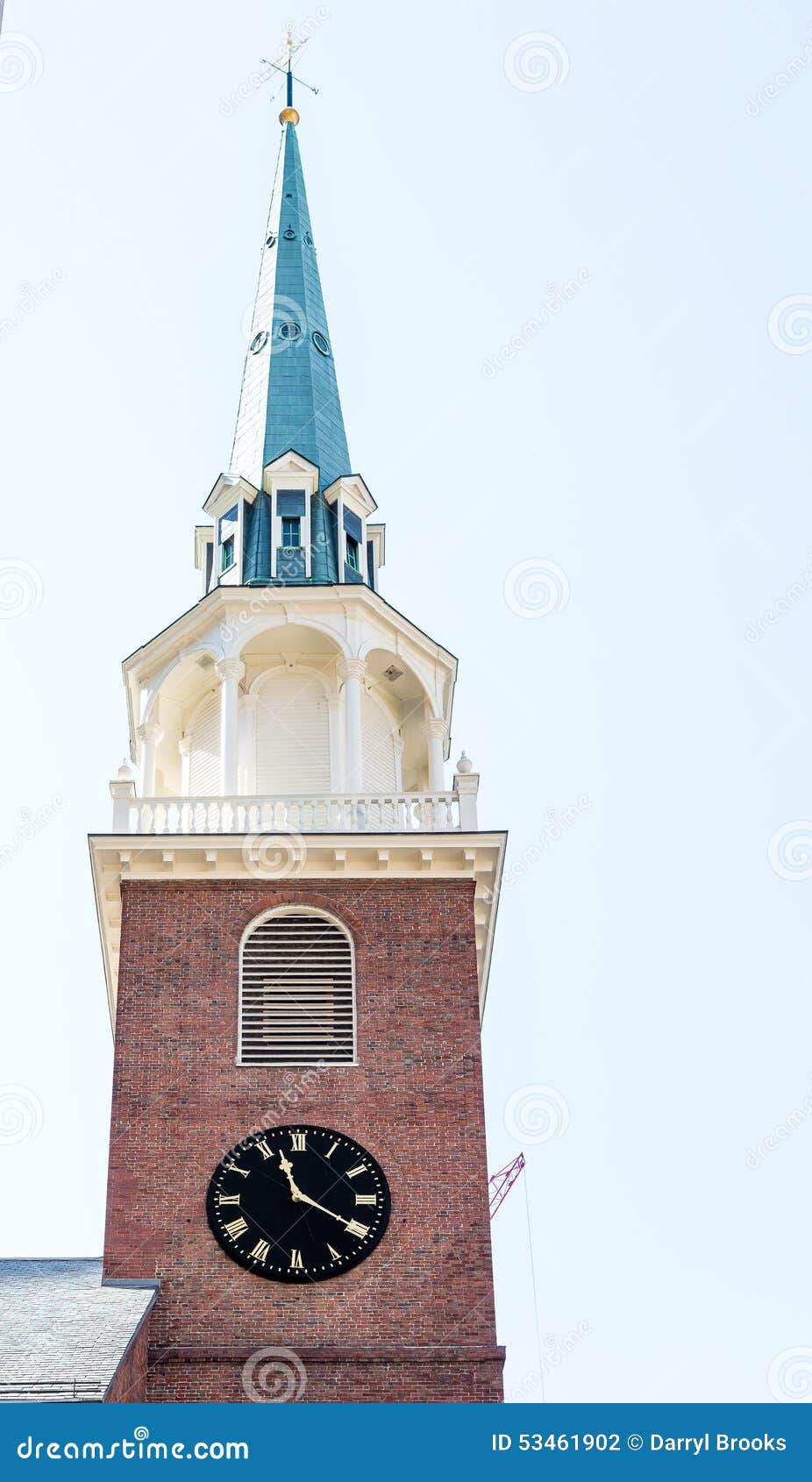 Church Steeple with Clock Tower Stock Photo - Image of buildings ...