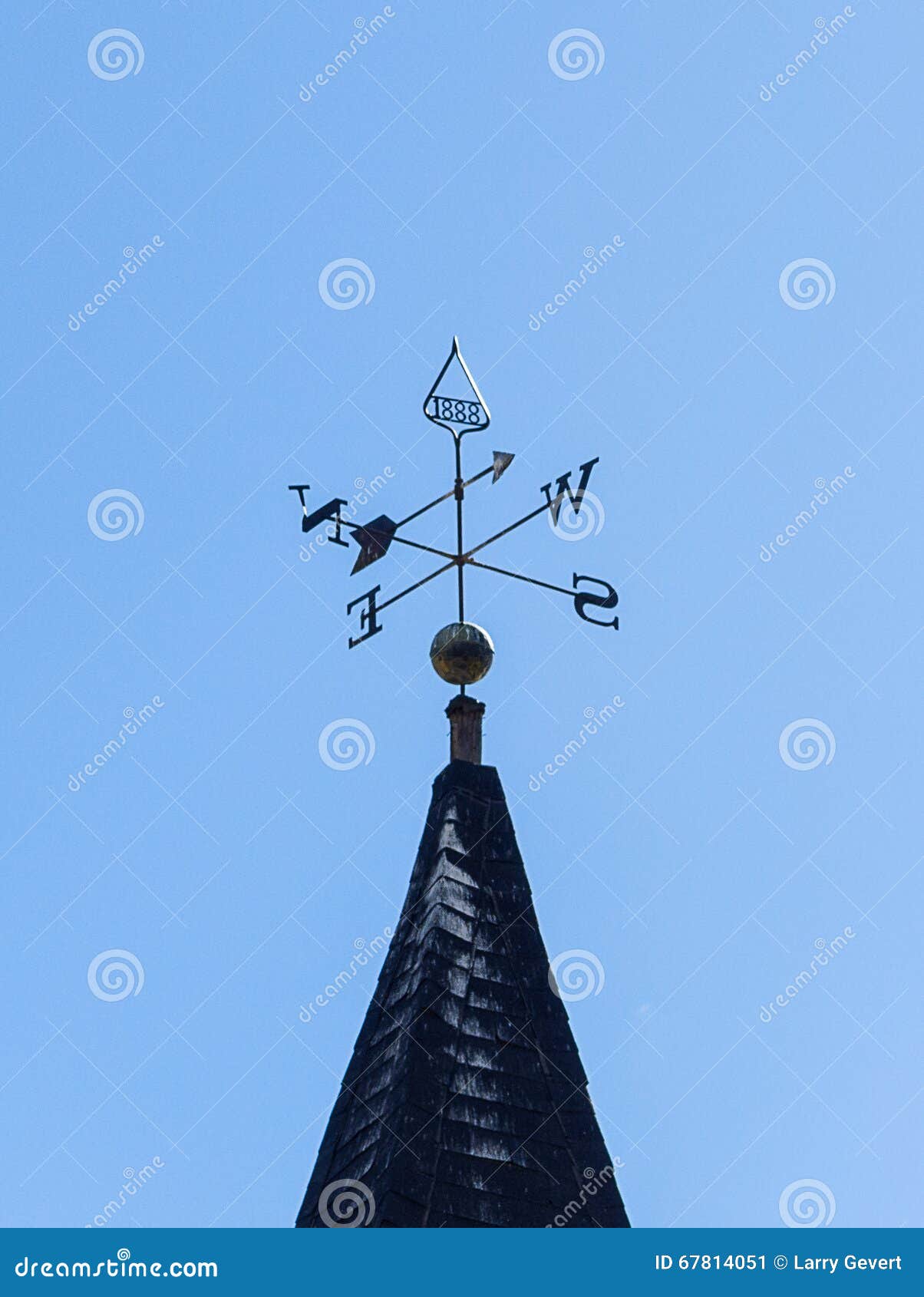Church steeple wind vane stock image. Image of east, arrow - 67814051