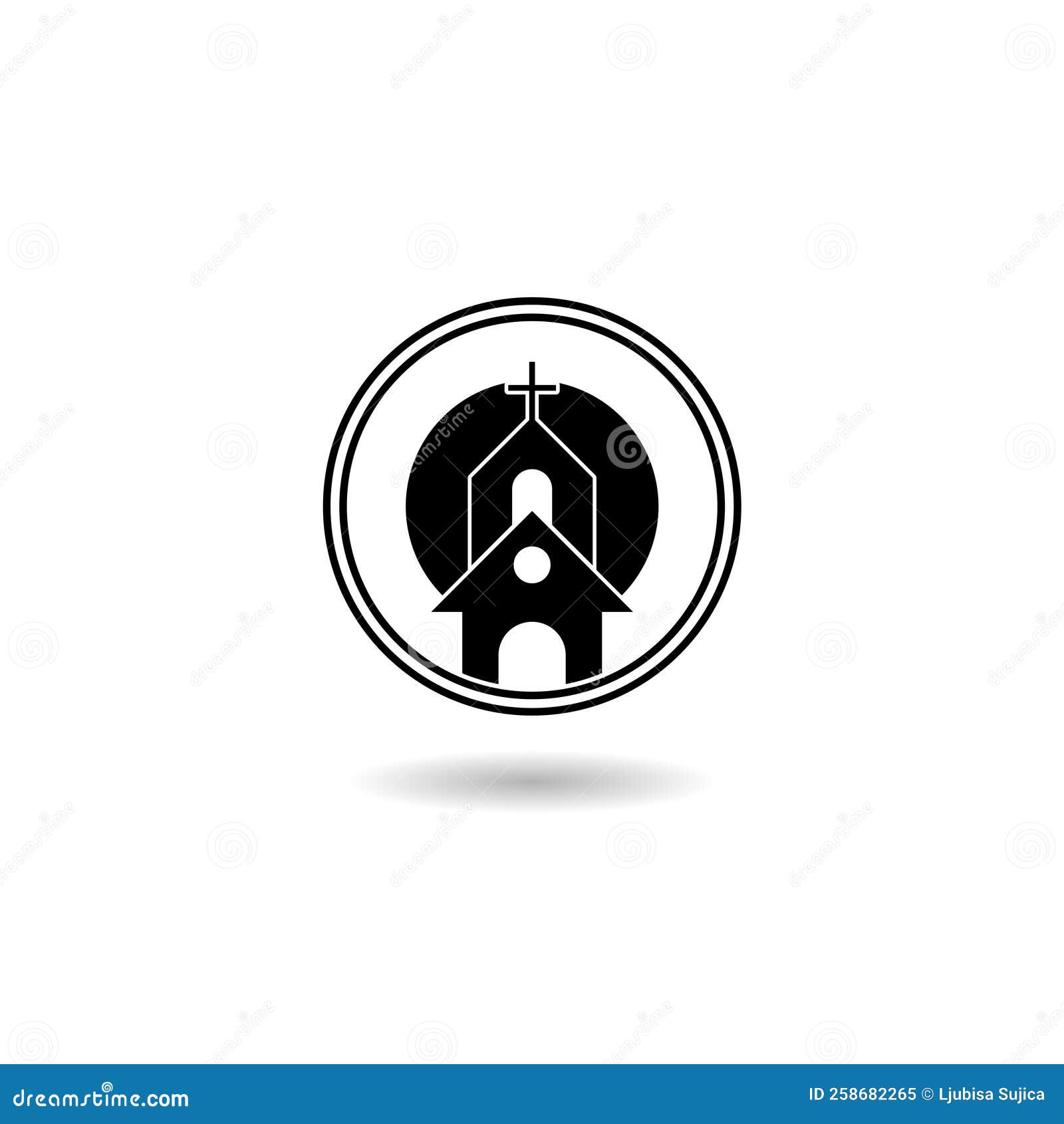 Church with Sun Logo Icon with Shadow Stock Vector - Illustration of ...