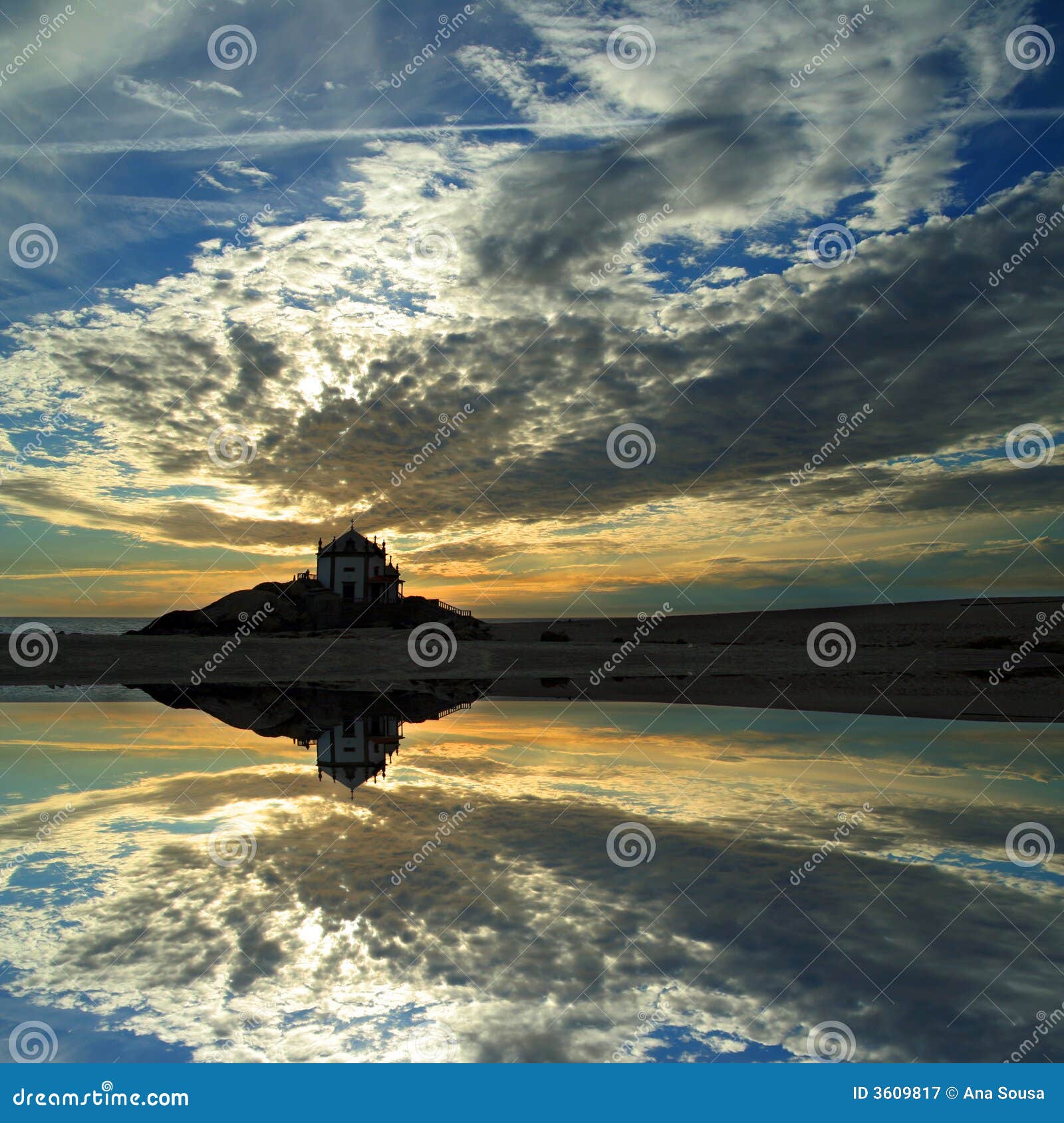 Church at sunset stock image. Image of ocean, sunset, calm - 3609817