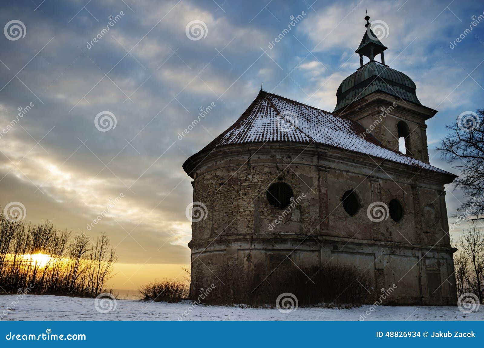 Church with sunset stock photo. Image of wall, dusk, tree - 48826934