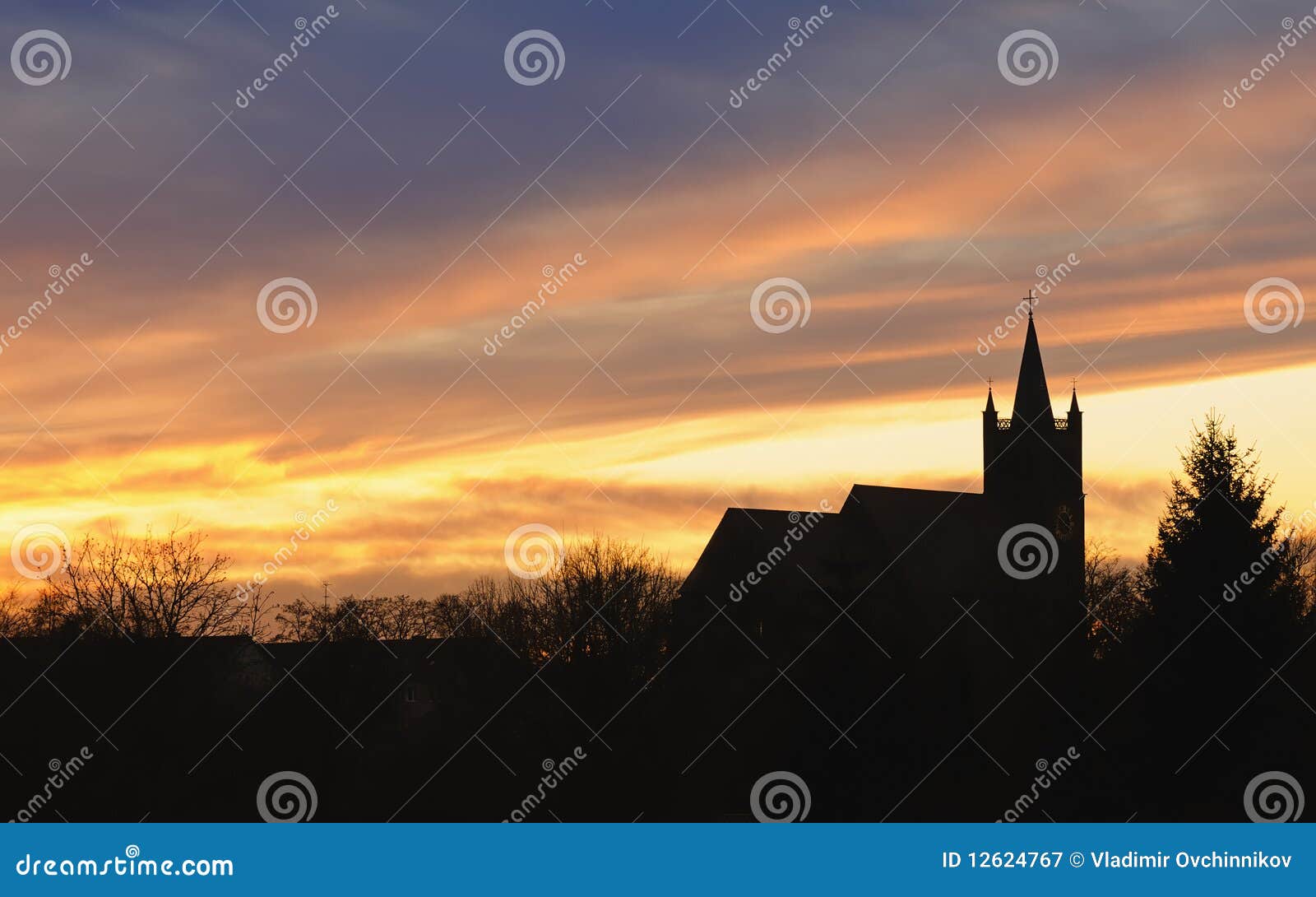 Church Sunset Silhouette Royalty-Free Stock Photography | CartoonDealer ...