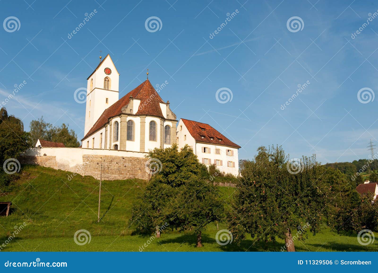 Church in Switzerland stock photo. Image of hill, white - 11329506