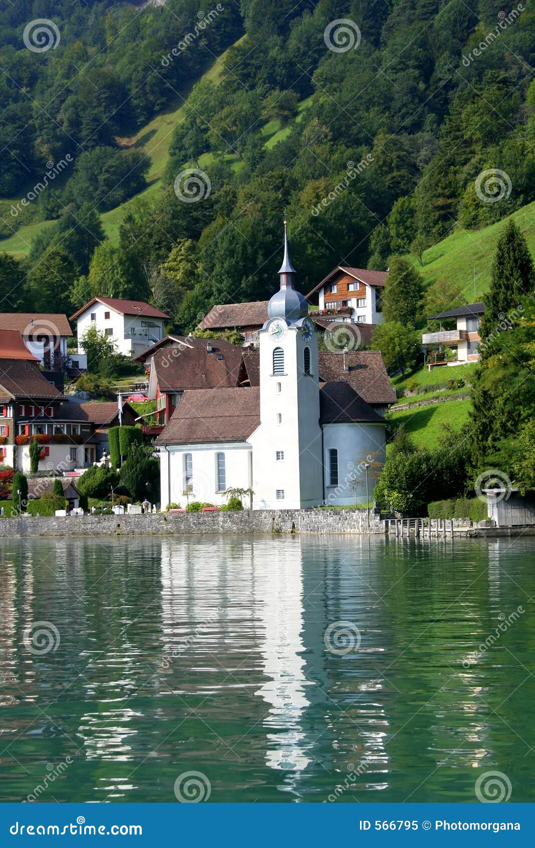 Church in switzerland stock image. Image of schweiz, hill - 566795
