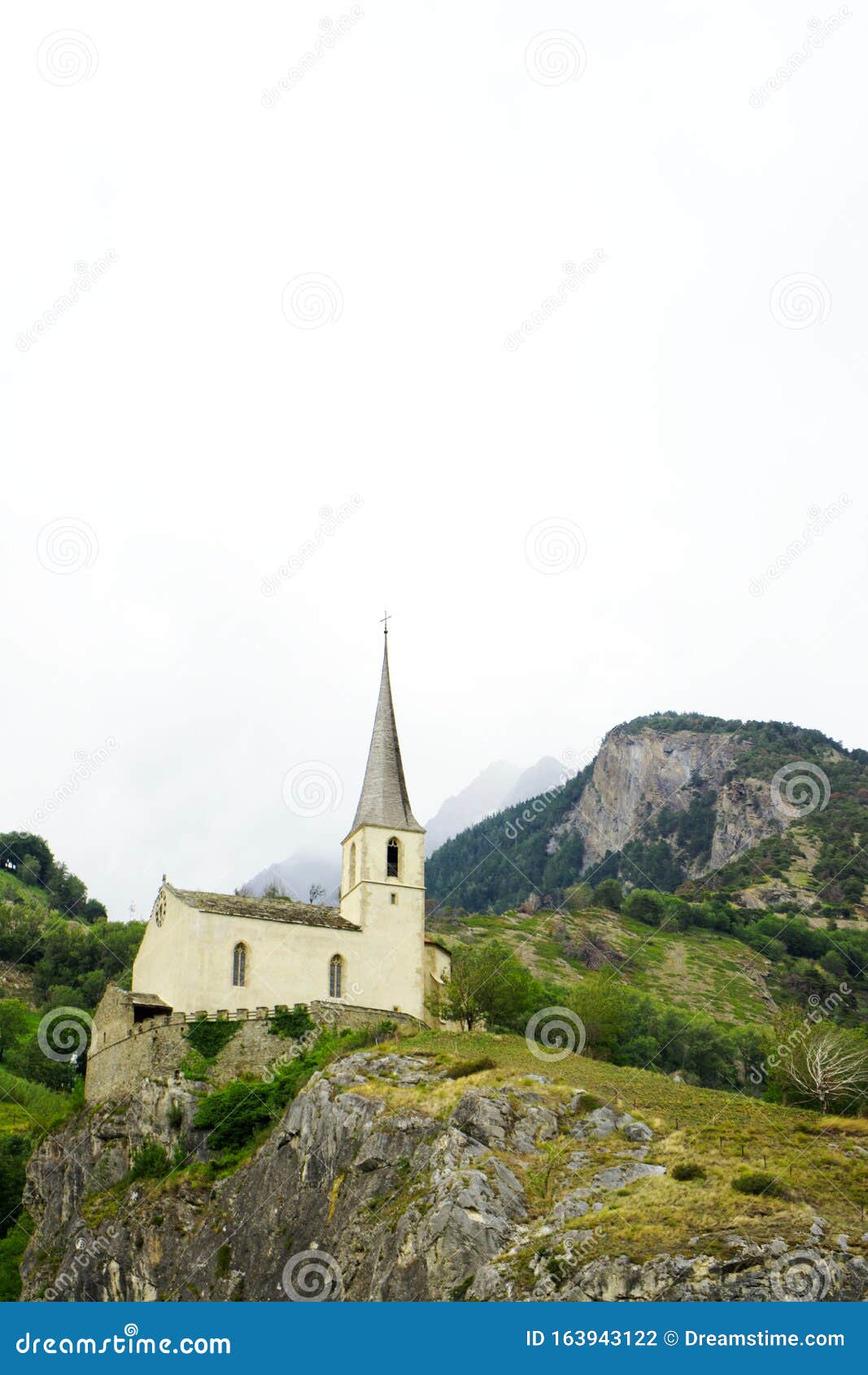 Church on the Top of a Hill in the Mountains Stock Photo - Image of ...