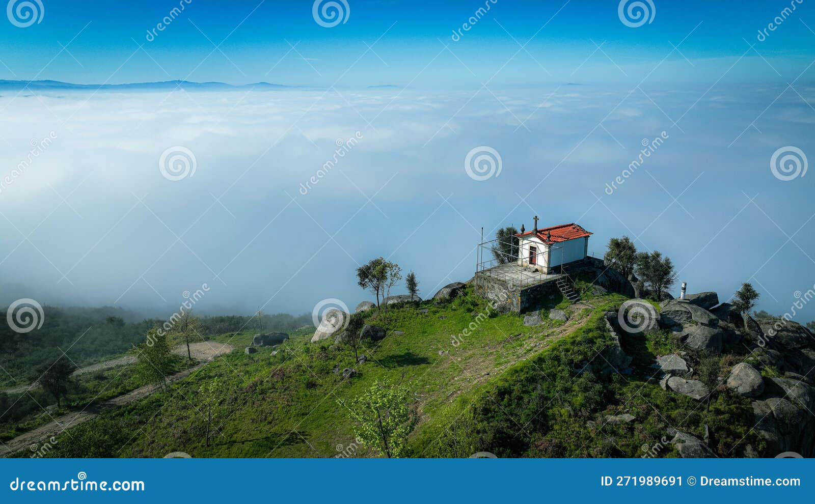 Church on Top of a Mountain Above the Clouds Stock Image - Image of ...