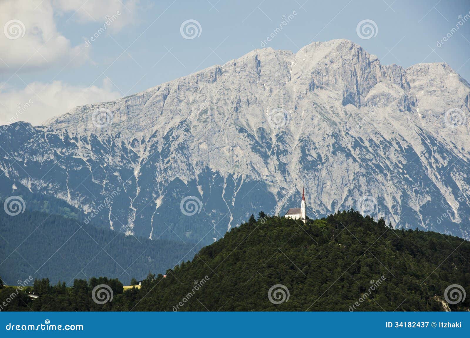 Church on the Top of the Mountain Stock Image - Image of alps, clouds ...