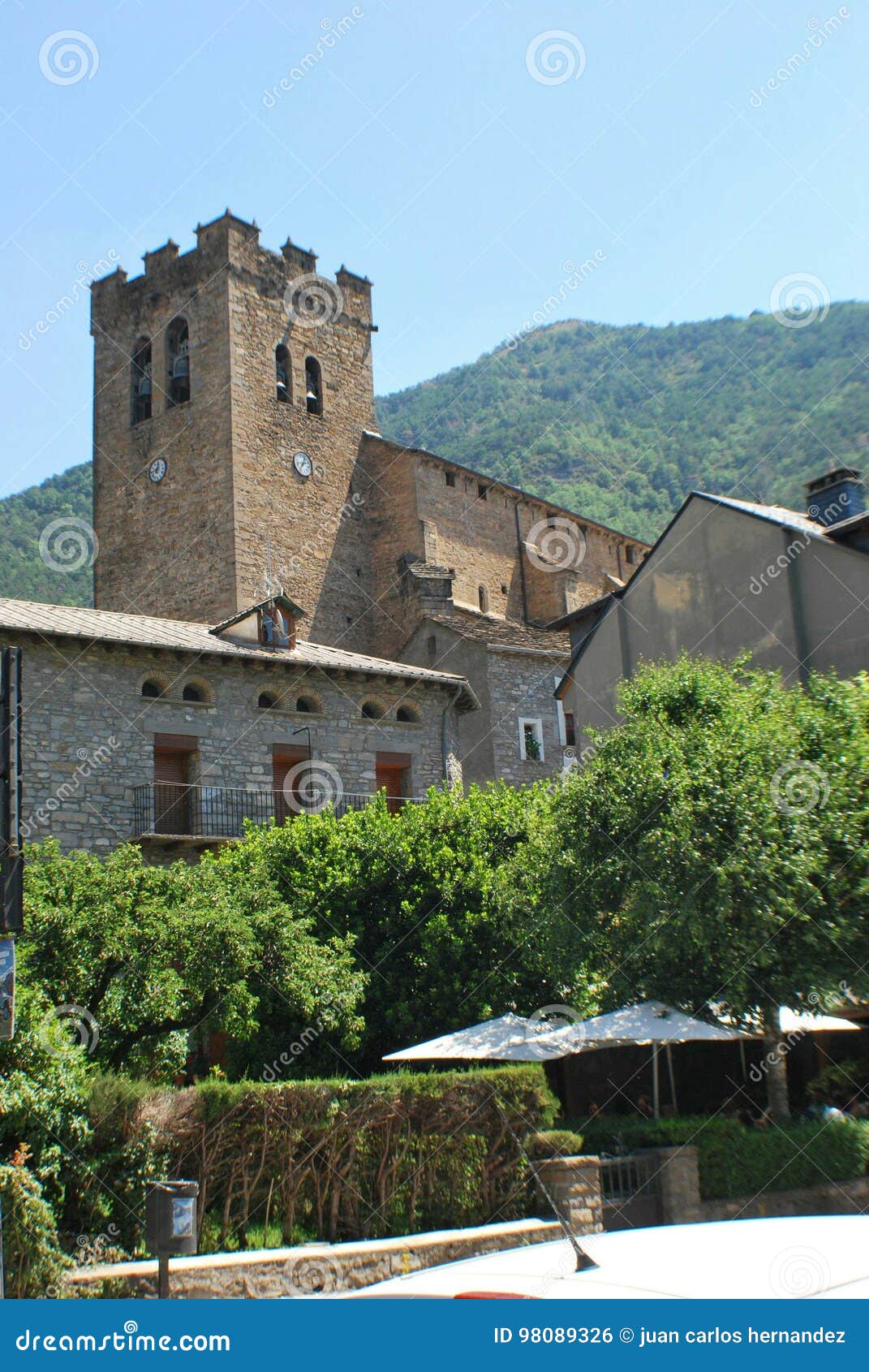 Church in Torla, spain stock photo. Image of stone, church - 98089326