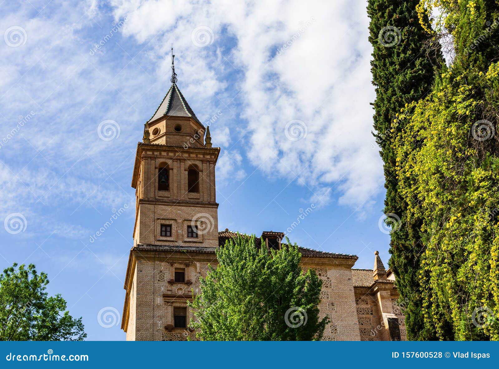 Church Tower in Alhambra Palace Complex Stock Photo - Image of arabic ...
