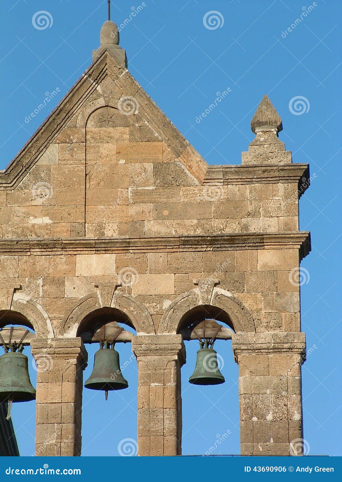 Church Tower and bells stock photo. Image of three, tower - 43690906