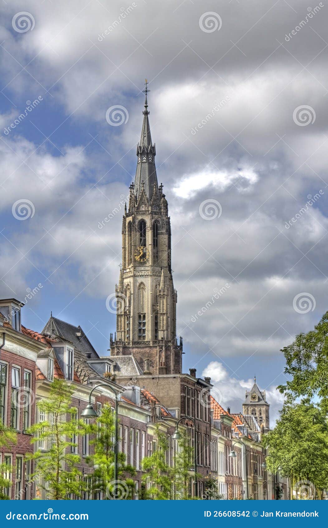 Church Tower of Delft, Holland Stock Photo - Image of canal ...