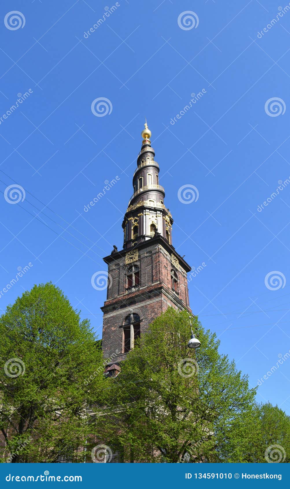Church Tower of Our Saviour in Copenhagen, Denmark Stock Photo - Image ...