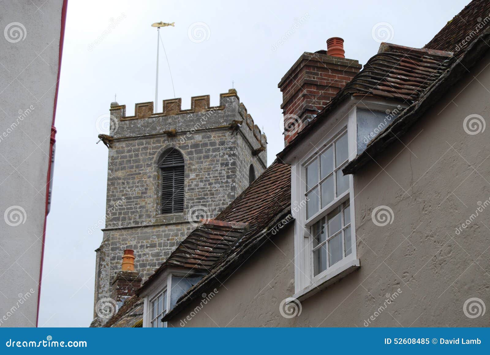 Church tower and roof stock image. Image of wall, tower - 52608485